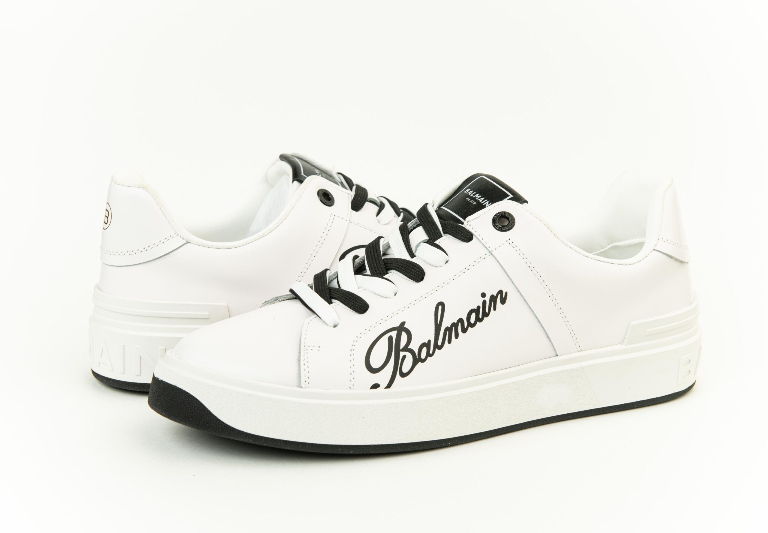Black Sole White Leather Balmain Man's Sneakers - Size.ge