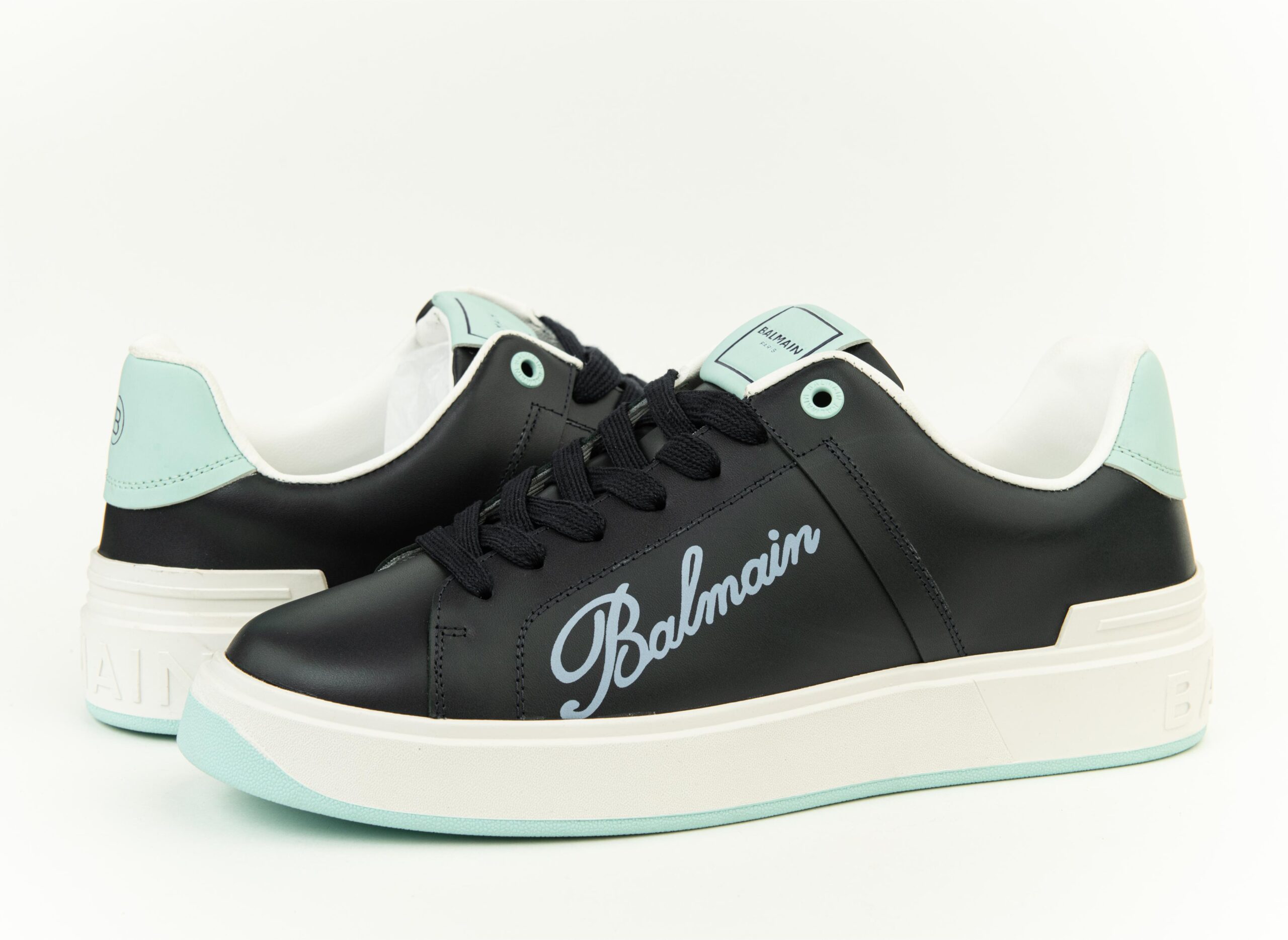 Balmain Dark Blue Leather Man's Sneakers - Size.ge